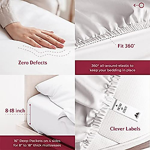 Mayfair Linen 800-Thread-Count Egyptian Quality Pure Cotton Sheets, White California King Size Bed Sheet Set, Long Staple Cotton, Sateen Weave for Soft Feel, Fits Mattress Upto 16'' DEEP Pocket