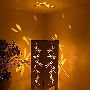 Midrean Wooden Farmhouse Lantern Decor 13.5" Small Lanterns Decorative Indoor Rustic Lantern Decorative Laterns for Living Room Decoration Home(Dragonfly Laterns)