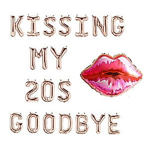 JeVenis Kissing My 20s Goodbye Decorations Kissing My 20s Goodbye Banner Balloons 30th Birthday Balloon Dirty 30 Balloon