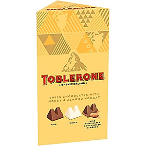 Toblerone Swiss Chocolate Gift Set, Milk Chocolate, White Chocolate & Crunchy Salted Caramelized Almond, 9 - 3.52 oz Bars