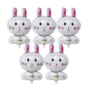 Easter Cute Bunny Balloons Mylar Foil Balloon Halloween Decorations Birthdays Animal Party Supplies 5Pcs