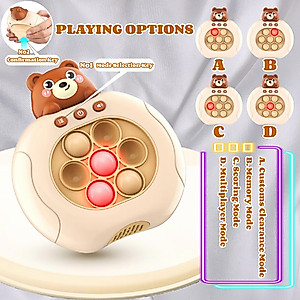 2 Pc New Speed Push Handheld Game Machine-Fidget Console,Quick Push Light Up Pop Game for Adults and Kids,Music Whack A Mole Stress Relief Fidget Toys,Squeeze Poppet Sensory Push Pop Bubble Toy (2 Ct)
