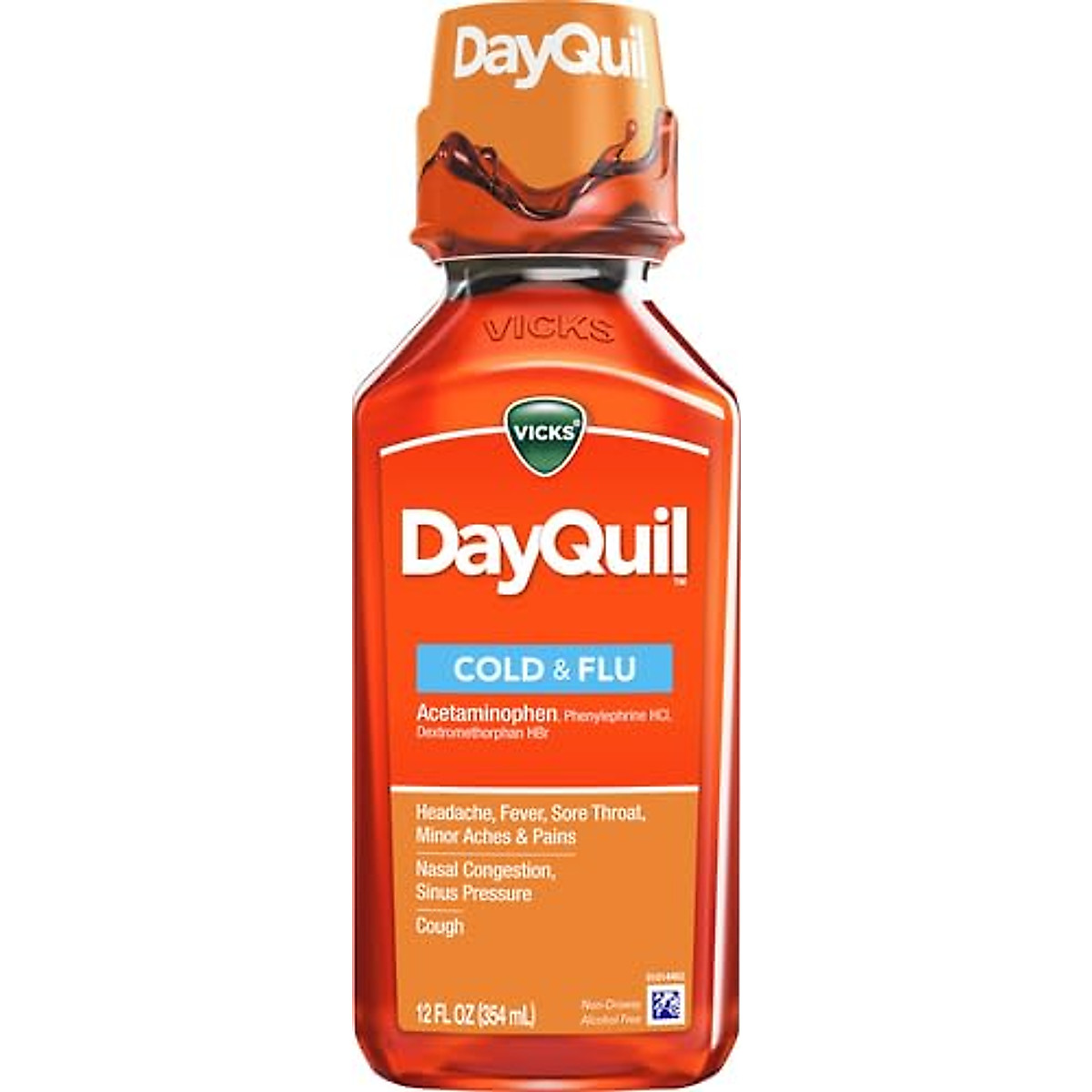 Vicks DayQuil Cough, Cold, & Flu MultiSymptom Relief, Almond, 12 Fl Oz