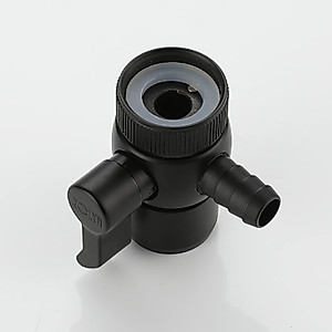 ROLYA Kitchen Sink Tap Water Filter Faucet Diverter Valve Aerator for Quick Push on 3/8 inch Tubing Replacement Part (3/8" Single Barb, Black)