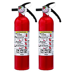 Kidde FA110 Multipurpose Fire Extinguishers 2 Pack - Red, (Rating 1-A:10-B:C) - UPDATED - Includes Custom Stickers (2)