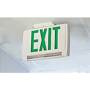 Lithonia Lighting ECBG LED M6 LED Exit and Emergency Light Bar Combo Fixture with Back Up Battery, Green Letters