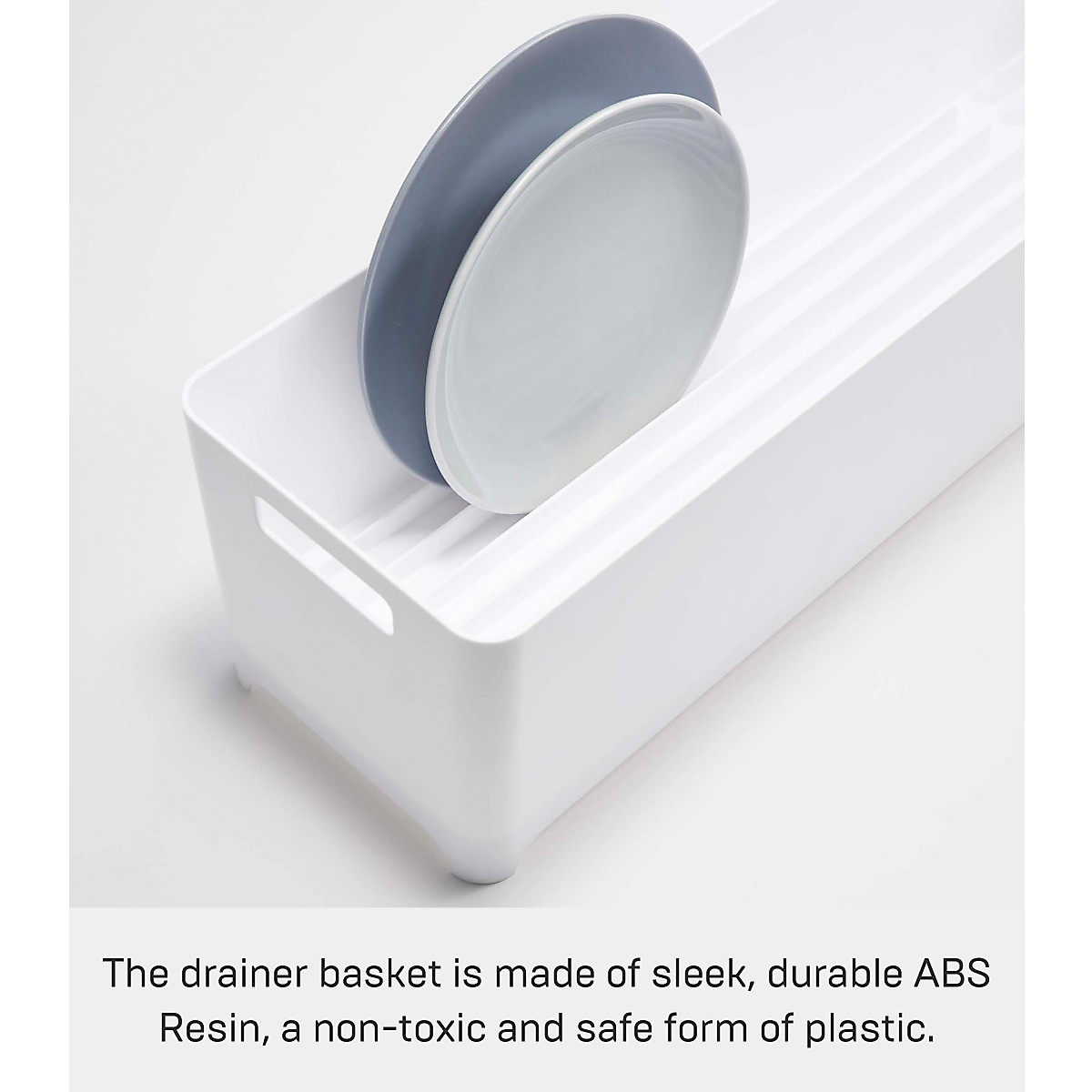 YAMAZAKI home 4314 Slim Dish Drainer Basket-Modern Kitchen Strainer Rack, One Size, White