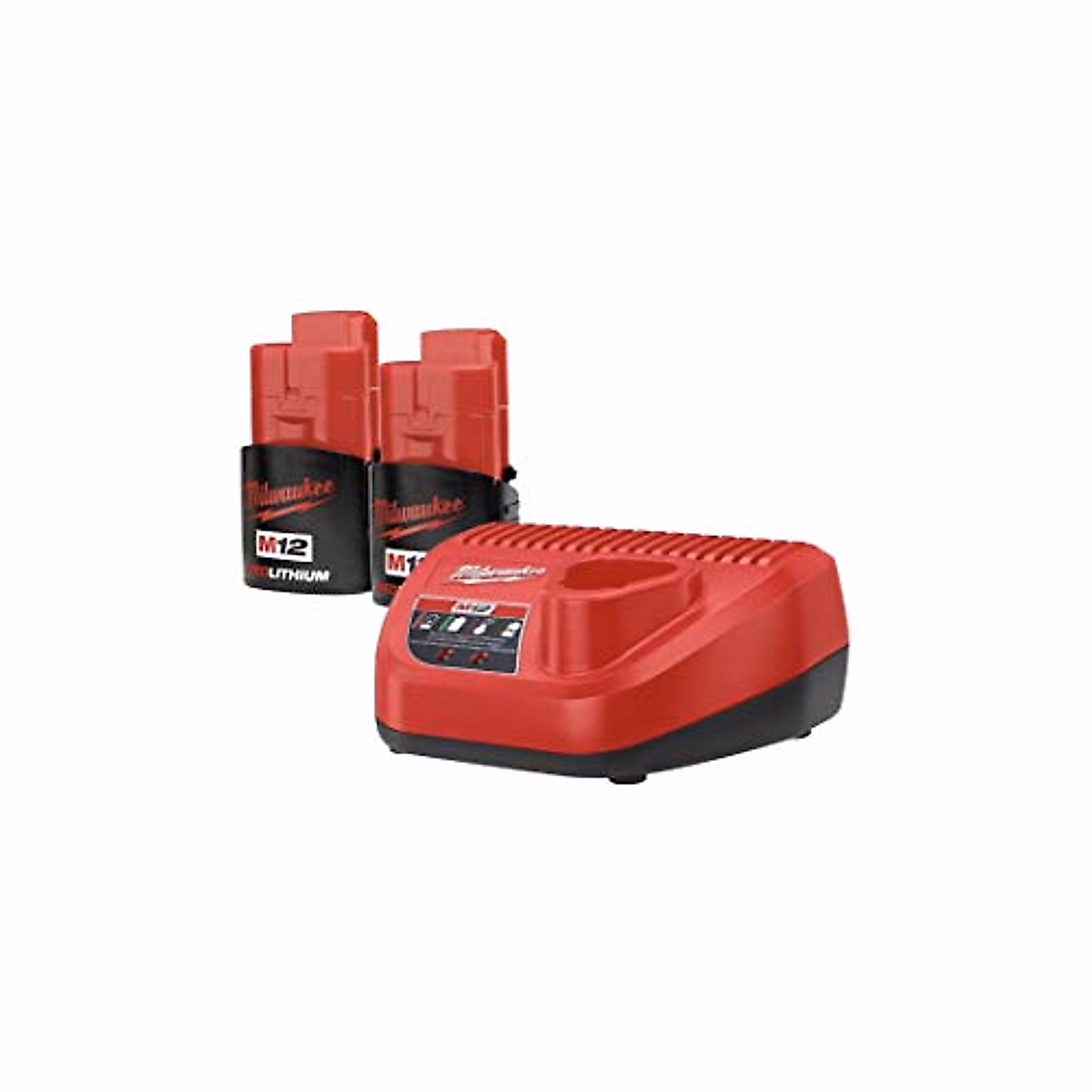 Milwaukee 48-11-2420 (2) M12 REDLITHIUM 2.0 Compact 12V Batteries & M12 Lithium-ion Battery Charger (48-59-2401) KIT