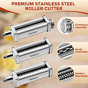 Pasta Attachment for Kitchenaid Stand Mixer,3 Pcs Pasta Maker Kitchen Aid Pasta Attachment for Kitchenaid Stand Mixer Included Pasta Roller, Spaghetti Cutter and Fettuccine Cutter by Gomen
