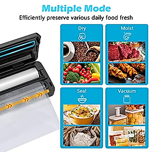 Vacuum Sealer Machine Preservation AILNJUC - Automatic Food Sealer Vacuum Sealer Built-in Cutter,with Air Sealing System & Bag Storage,Compact Design,Dry & Moist Food Modes,Led Indicator Lights