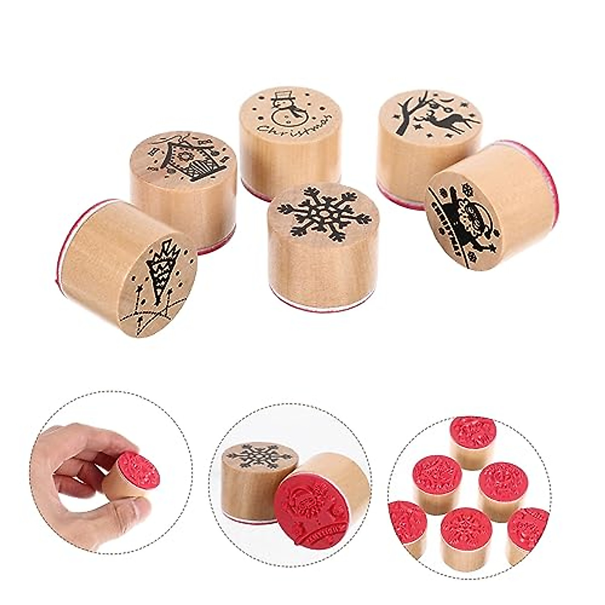 EXCEART Xmas Style Stamper 30 pcs Christmas Stamp Gift Bag DIY Scrapbook Wooden Stamps Self- Ink Xmas Style Stamper Lovely Stamper Stamps Playthings Seal Cartoon die Crafts
