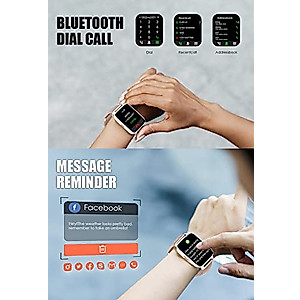 Smart Watch for Women with Bluetooth(Answer/Receive Call) 1.7" Fitness Trackers with Heart Rate Sleep Monitor Waterproof Step Counter Watch for iOS Android (Rose Gold)