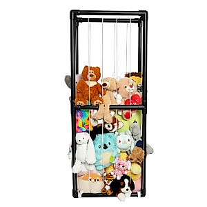 Lilly's Love Stuffed Animal Zoo Storage - Standing Storage Organizer Display | Made from Furniture-Grade, Easy to Assemble PVC, Stores More Stuffies Than Hammocks | 55" x 22" x 12", Black
