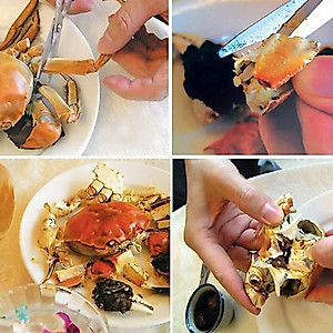 Lobster Crab Shears, Yamix 3Pcs Multifunction Stainless Steel Seafood Scissors Lobster Crab Crack Shells Shears - Silver