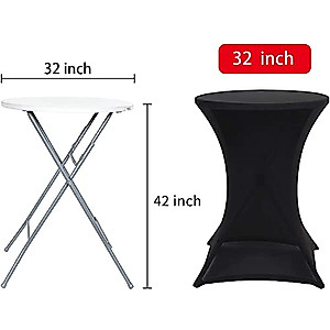 Obstal Cocktail Table Covers Stretch Spandex Black Cocktail Table Cover Cloth for Wedding, Banquet and Party (30"-32" Diameter x 42" Height,1Pc)