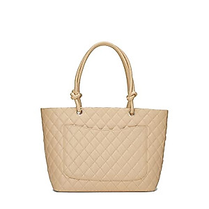 CHANEL, Pre-Loved Beige Quilted Calfskin Cambon Ligne Tote Large, Beige