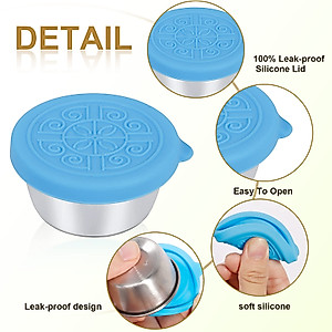 6 Pieces Metal Salad Dressing Containers To Go, Fits in Bento Box for Lunch, 1.7oz Small Condiment Containers with Lids, Premium Silicone, Leakproof Lids for Condiments Snacks Dipping Sauce