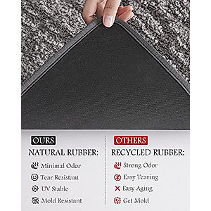 Door Mats Outdoor Indoor Doormat-Rubber Non Slip Absorbent Front Door Mats for Outside Entry Entrance-Dirt Trapper Mat for Muddy Paws and Shoes-Gray-17”x30”