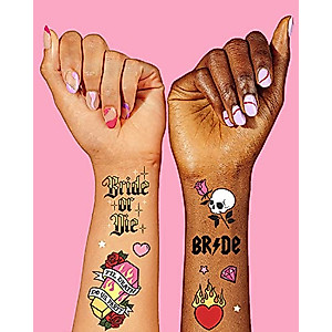 xo, Fetti Bride or Die Bachelorette Temporary Tattoos - 48 Foil Styles | Til Death Do Us Party Bach Decoration, Bridesmaid Favor, Bride to Be Gift + Bridal Shower Supplies