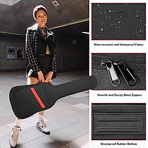 Muscab Electric Guitar Bag 7mm Padding Electric Guitar Case, 39 Inch Electric Guitar Gig Bag Backpack with Neck Strap and Pockets, Black