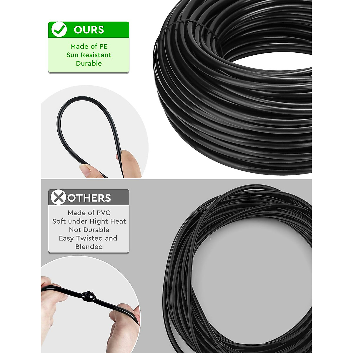 Landtouch 50ft Micro Drip Irrigation Kit, Micro Drip Irrigation System Kit with Adjustable Misting Nozzle Sprinkler, Tubing and Connectors, Watering for Garden, Flower Beds, and Potted Plants