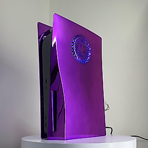 Faceplate with RGB Light Strip for PS5 DOBEWINGDELOU Glossy Face Plate 400+ Effects LED Light Ring Console Cover for P5 Disc Edition DIY Decoration Kit Accessories Electroplating Purple