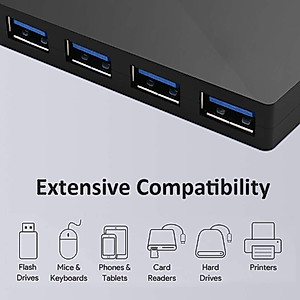 NexiGo USB 4 Port Ultra Slim 3.0 Hub Multiport Extension, 2 Ft Cable, Applicable for iMac Pro, MacBook Air, Mac Mini/Pro, Surface Pro, Notebook PC, Laptop, USB Flash Drives, Mobile and More