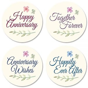 Bliss Anniversary Stickers- Set of 24 Round Evelope Seals
