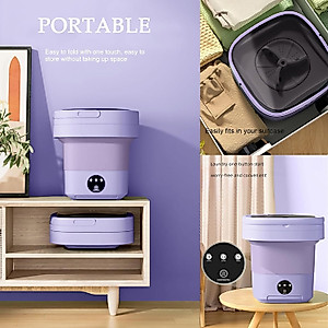 Portable Washing Machine, Upgraded Foldable Mini Washer, Deep Cleaning of Underwear, Baby Clothes and Sock, Best for Apartments, Dormitories, Hotel,Travel (Purple)