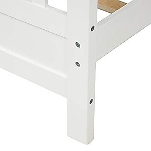 POCIYIHOME Twin Wood Platform Bed with Headboard and Footboard, Modern Bed Frame with Solid Wood Slat and Support Legs for Bedroom, Simple and Classic Design,No Box Spring Need, White (Twin)