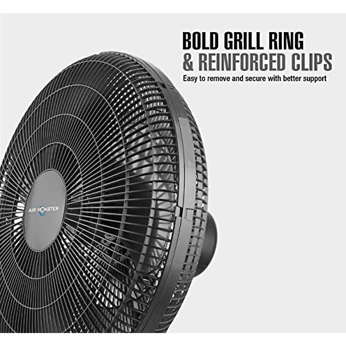 Air Monster 16" Stand Fan with Plastic Grill, Oscillating Pedestal Fan, 3 Speed, Adjustable Height and Angle, Indoor Home and Office use, Black Stand Up Fan