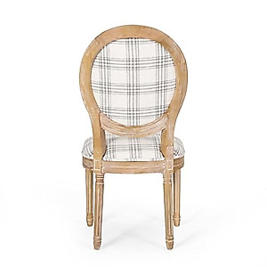 Christopher Knight Home Phinnaeus Dining Chair Set, Set of 4, Wood, Gray Plaid + Light Beige + Natural