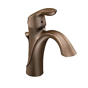Moen Oil-Rubbed Bronze Single Hole Bathroom Sink Faucet Trim Kit with Deck Plate and Water Drain, Ideal for Bath Vanity Sinks, 6400ORB