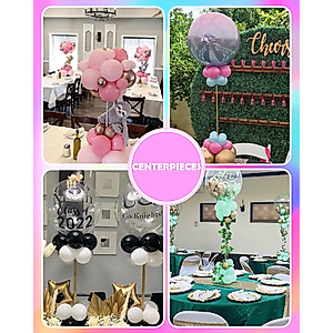 YALLOVE Heavy Duty Metal Balloon Stand Set of 2 with Threaded Rod Design, Height Adjustable from 1.3 to 10.5 Ft, Free Combination of Balloon Centerpiece for Table and Balloon Column Stand for Floor