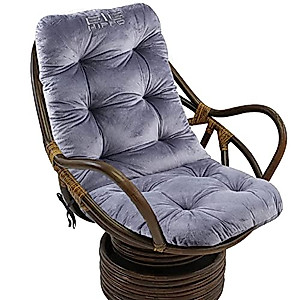 Big Hippo Solid Twill Swivel Rocker Chair Cushion, Rocking Chair Cushion,Soft Thicken Rocking Chair Cushion with Ties for Outdoor Indoor Home Office,Gray 48" x18"
