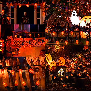 SOTOPOO Orange E12 LED Bulb, 25 Pack C7 Orange Light Bulbs, C7 LED Replacement Bulbs for Christmas Halloween Indoor Outdoor String Lights, C7/E12 Candelabra Bulb, 0.6Watt