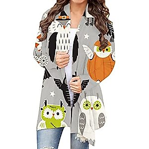 Halloween Cardigan Skeleton Plus Size Shirts Pumpkin Long Sleeve Sweater 2023 Fall Clothing Lightweight Front Open Tops