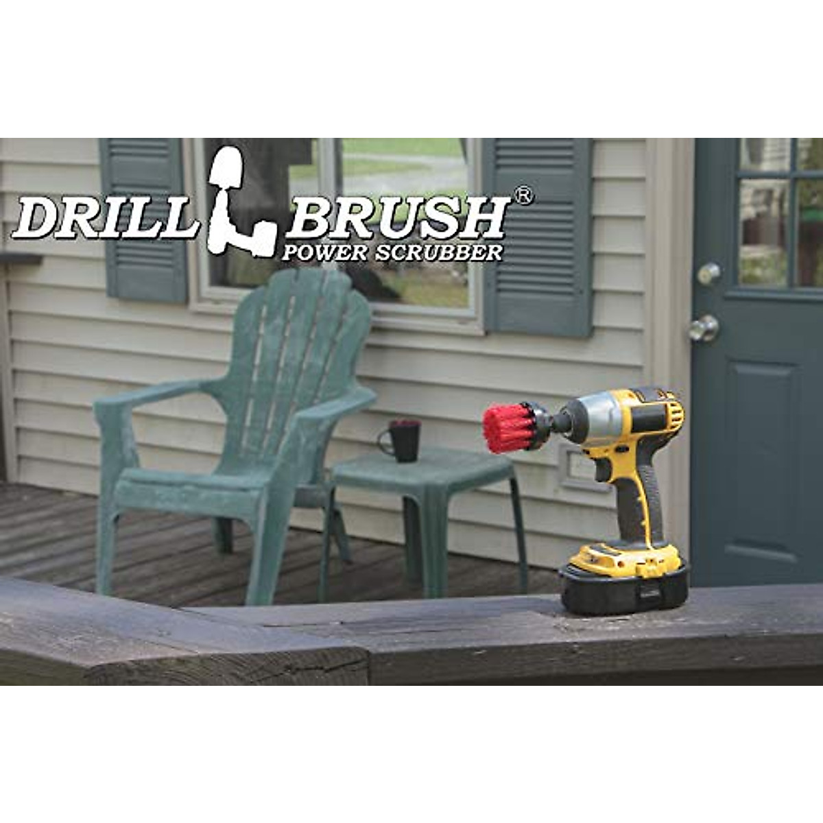 Drill Brush Power Scrubber - Small Round Stiff Brush - Outdoor Cleaning - Stiff Bristle Deck Brush - Scrub Brush - Concrete Bird Baths - Garden Statues - Spin Brush - Granite Headstone Brush