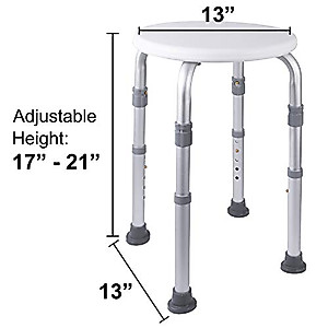 Medical Tool-Free Assembly Adjustable Shower Stool Tub Chair and Bathtub Seat Bench with Anti-Slip Rubber Tips for Safety and Stability