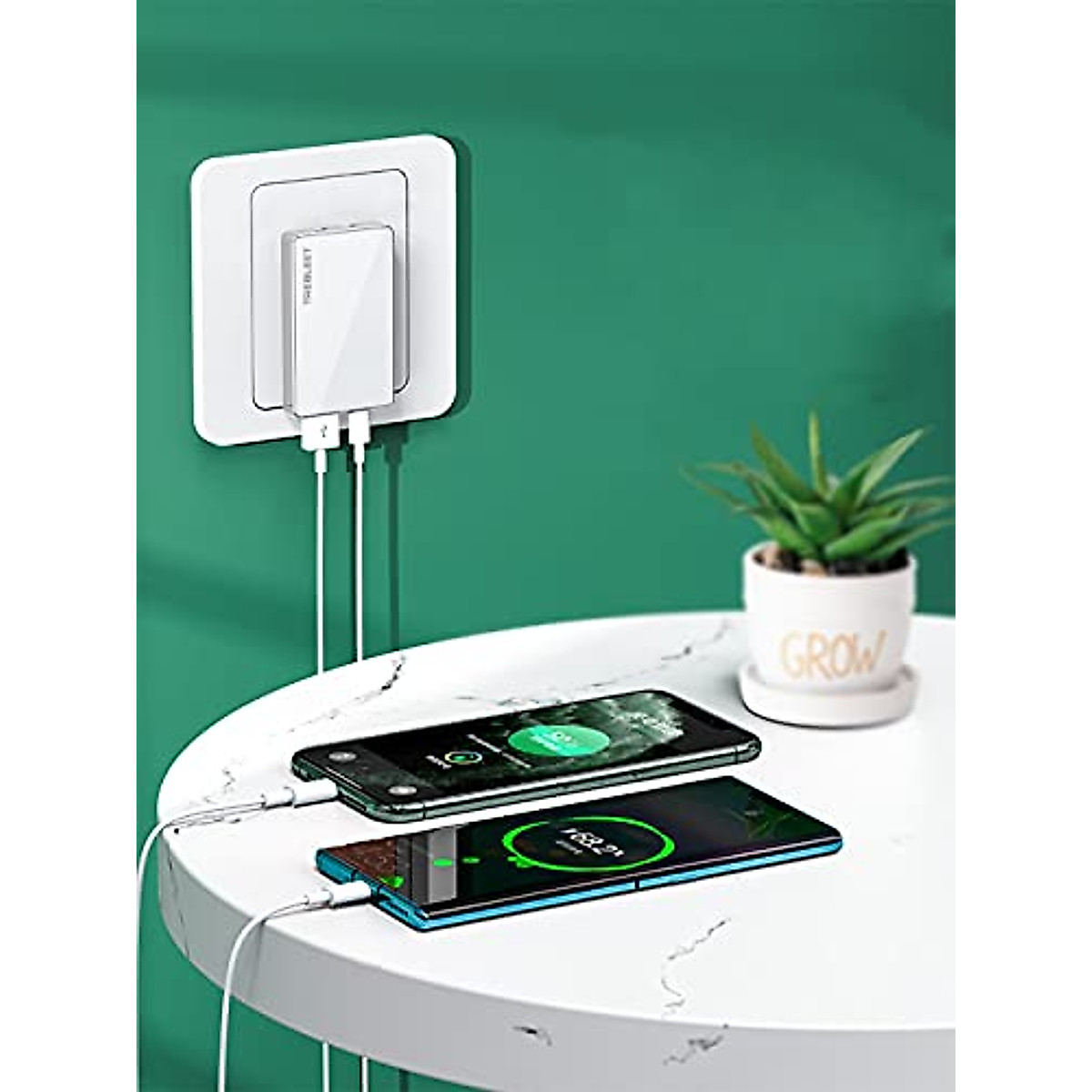 Ultra-Thin 25W USB-C PD Super Fast Charger, Portable 2-Port Wall Charger,Power Adapter PD 3.0& QC 3.0 for Samsung Galaxy S23/ S23 Ultra/Z Fold4/ A53 5G/ S22/ S22+/ Z Flip3/ Z Fold3/ S21 FE/Pixel 7