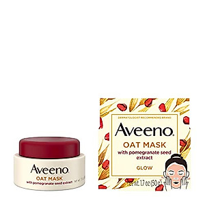 Aveeno Oat Face Mask with Pomegranate Seed Extract, Kiwi Water, and Prebiotic Oat, Hydrating Full Face Mask for Glowing Skin, Paraben Free, Phthalate-Free, 1.7 oz
