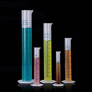 2 Pcs Plastic Measuring Graduated Cylinders Transparent Graduated Cylinder Beaker Lab Test Tube Liquid Measuring Tool with 2 Sided Marking 50 ml