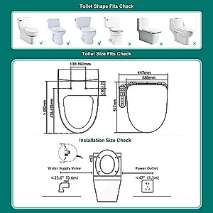 Aquatiz Elongated Smart Toilet Seat, Electronic Heated Toilet Seat, Self-Cleaning Nozzle, Temperature Controlled Wash, Air Dryer, Deodorizer, LED Light, Multi-mode Wash, (Panel Control)
