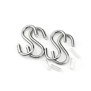 Hamineler 28 Pack 1.9 Inch Long 4mm Thickness 304 Stainless Steel S Shaped Hooks S Metal Hooks for Kitchen Spoon Pot,Work Shop, Bathroom, Garden Multiple