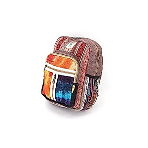 Unique Tie-dye Mini Hemp Backpack Small Back Pack Boho Backpack 100% Himalaya Hemp| 100% VEGAN | Handmade with Love. (Brown)