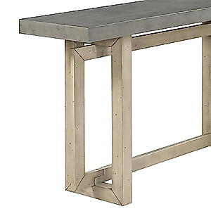 Hlcodca Contemporary Console Table with Industrial-Inspired Concrete Wood Top, Wood Legs, Extra Long Entryway Table for Entryway, Hallway, Living Room, Foyer, Corridor (Gray)