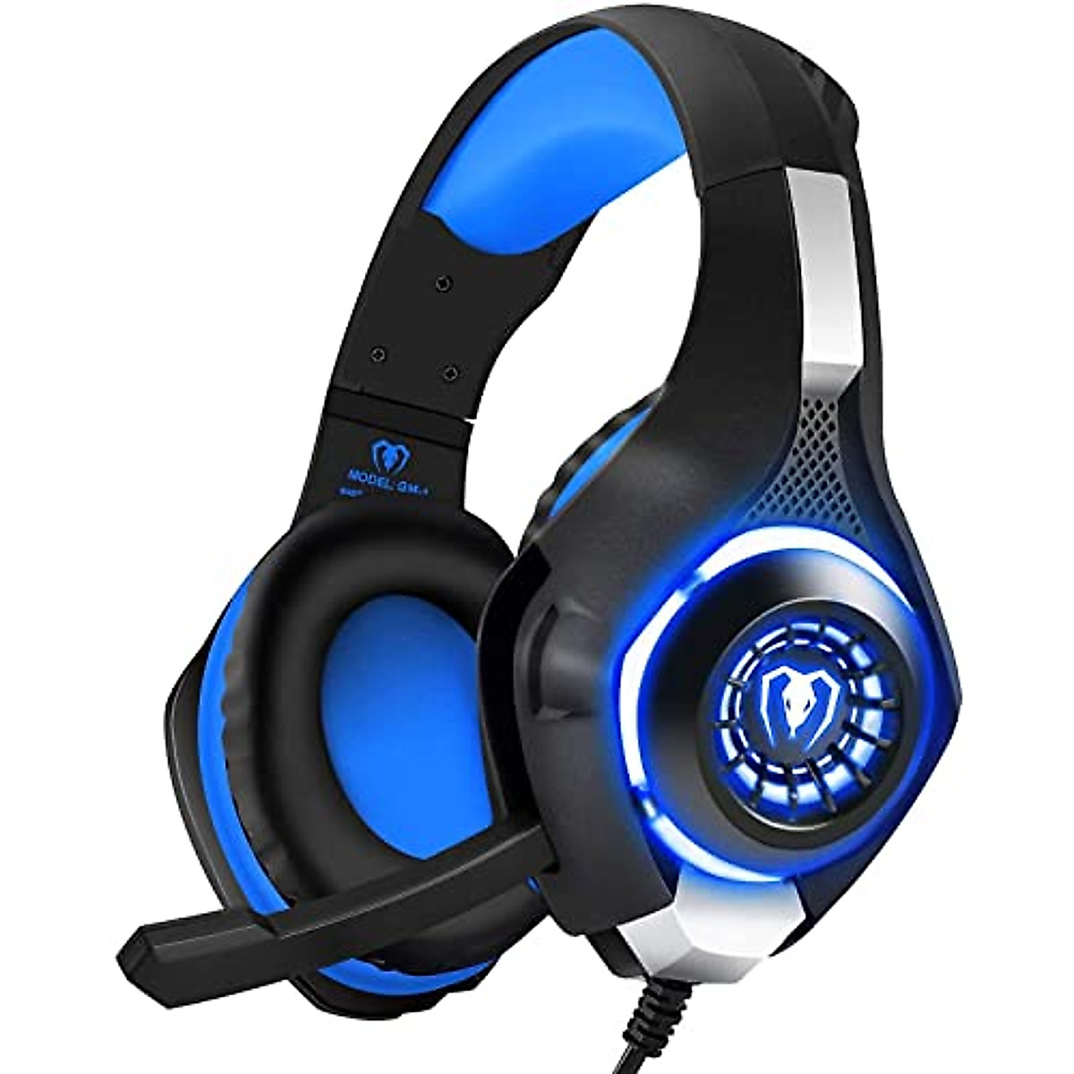 BlueFire Professional 3.5mm PS4 Gaming Headset Headphone with Mic and LED Lights for Playstation 4, PS5, Xbox one,Laptop, Computer (Blue)