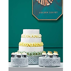 VILAVITA Cake Stand Set Round Metal Set of 3 Cake Stands Dessert Display Cupcake Stands, White