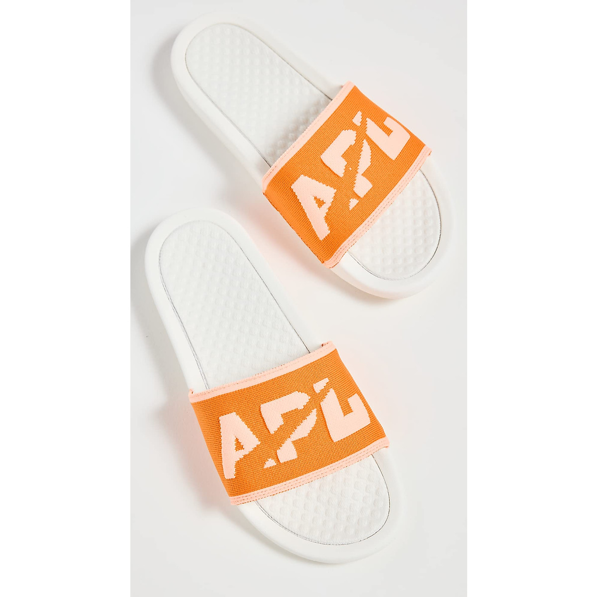 APL: Athletic Propulsion Labs Women's Big Logo TechLoom Slides, Ivory/Orange/Neon Peach, 6 Medium US