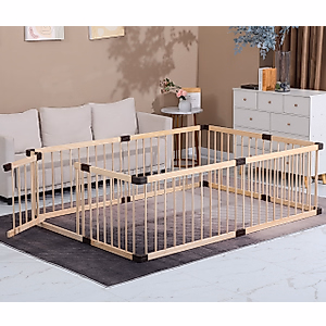 Baby Playpen,Playpen for Babies and Toddlers, Wooden Baby Playpen,79x71, Baby Play Pen,Baby Play Fence,Baby Play Yards,Baby Activity Center (180x200CM)